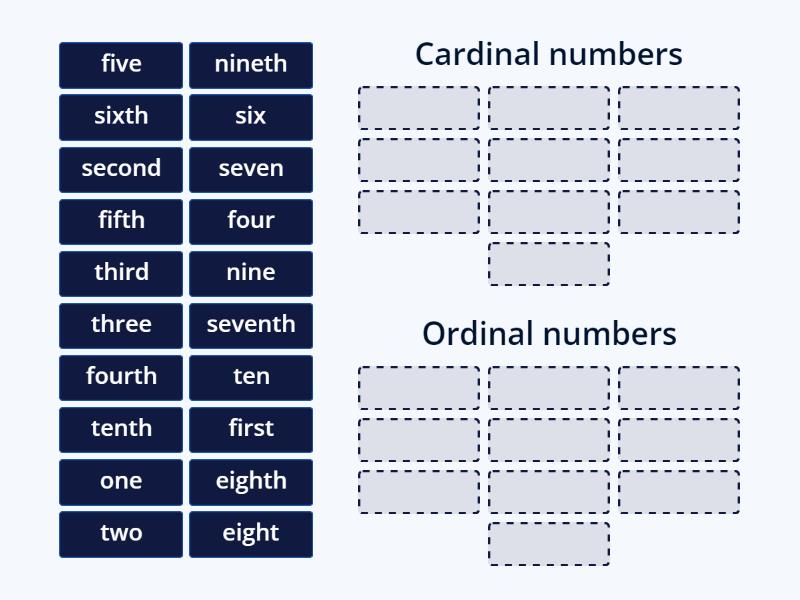 Numbers - cardinal and ordinal. - Group sort