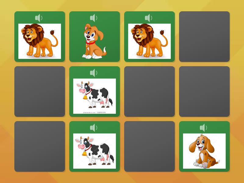 El Sonido De Los Animales De La Granja Matching Pairs