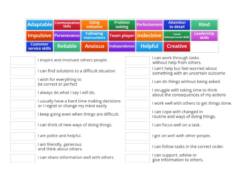 Matching Skills, Strengths and Weaknesses - Match up