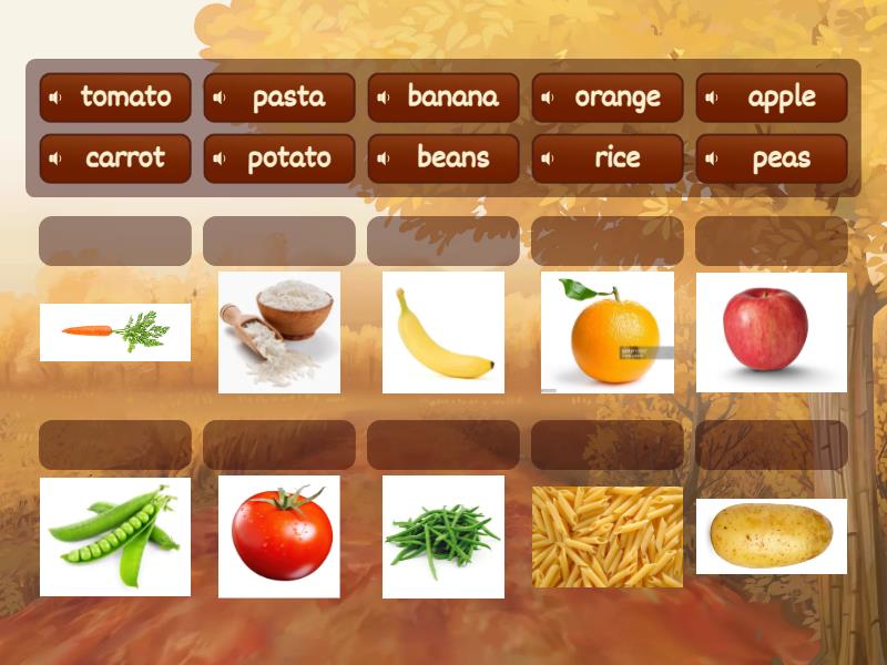 match the picture with the name of the food. - Match up