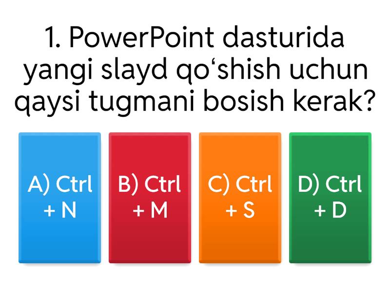 Power Point haqida - Quiz