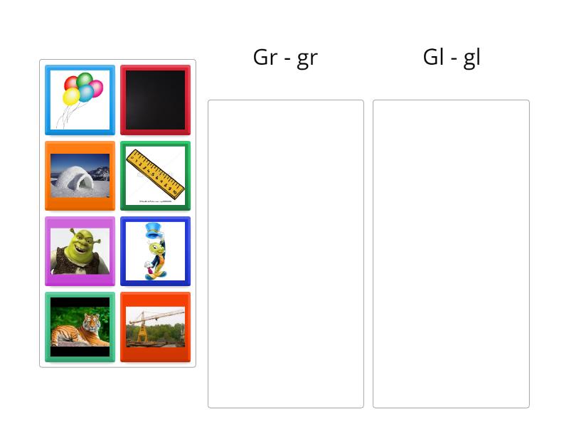 Palabras con GR - GL - Categorize