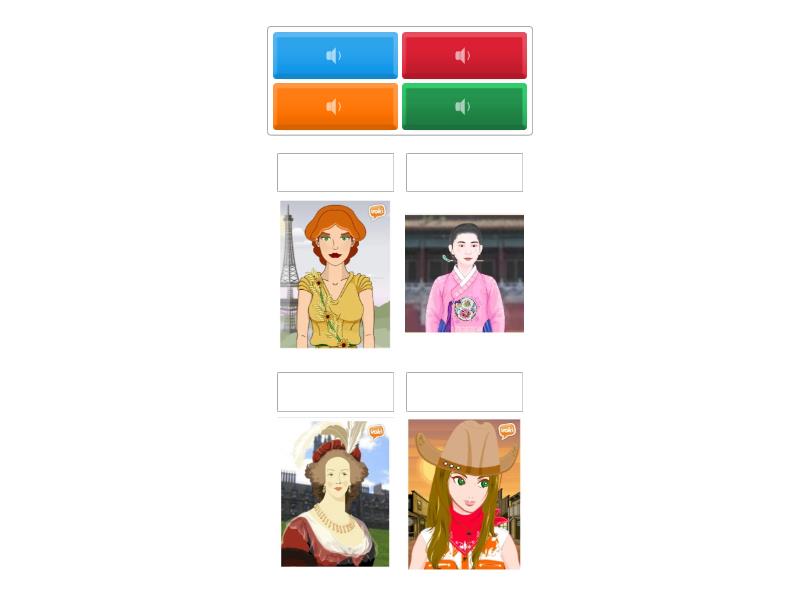 Match the audio with the correct character - Match up