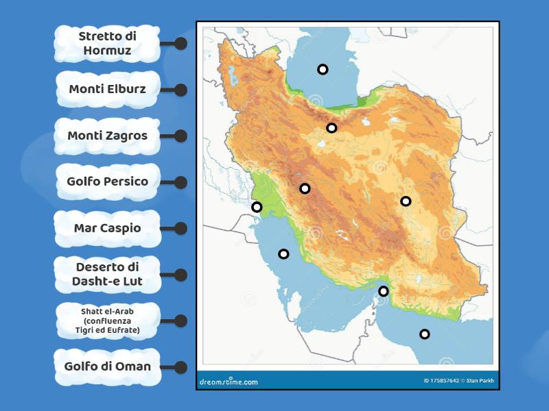 IRAN carta fisica - Labelled diagram
