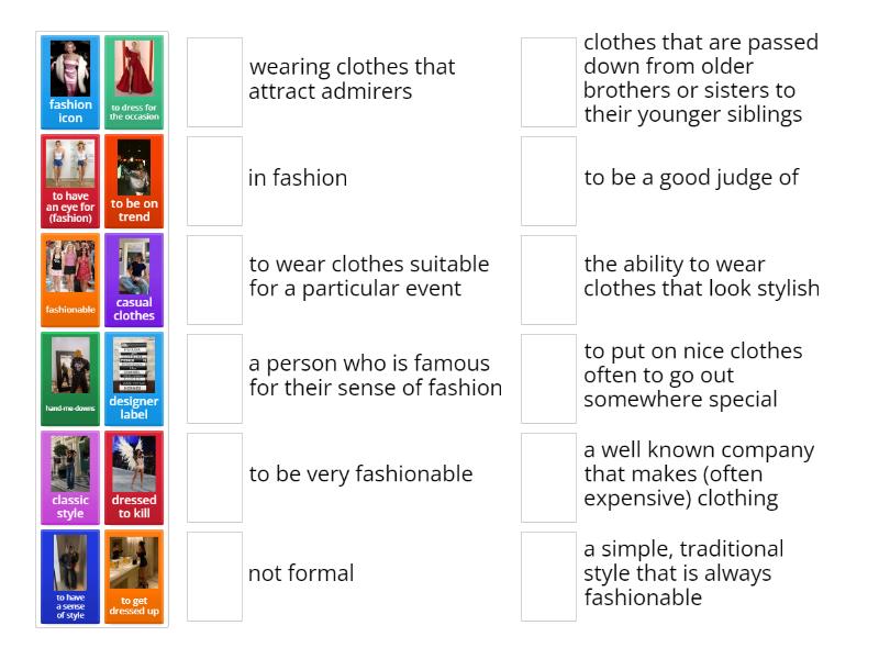 Vocabulary Clothes - Match up