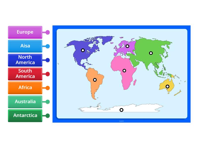 Continent on a map - مخطط المربعات