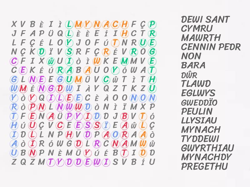 Chwilair Dewi Sant CC3 - Wordsearch