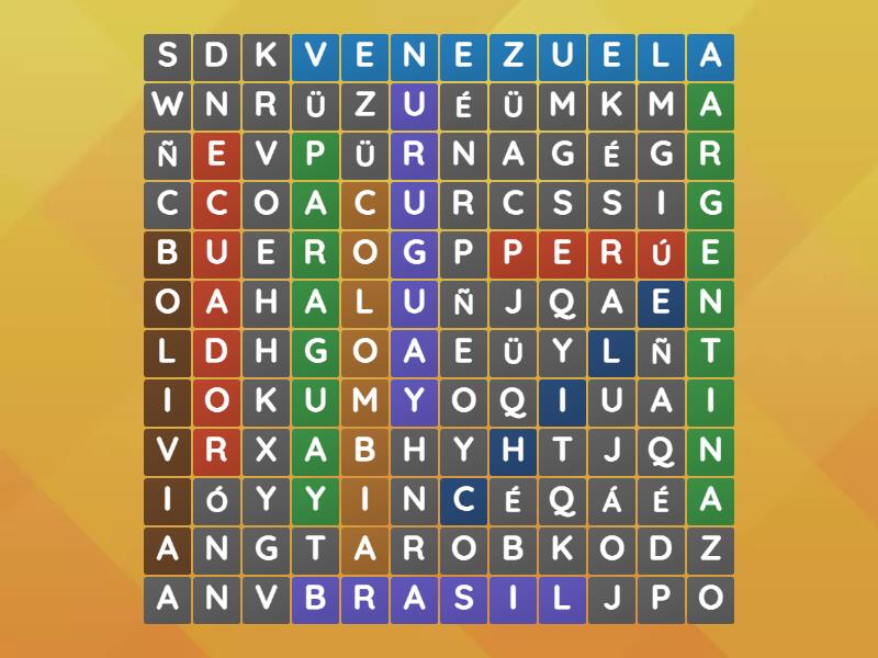 de paises de América del sur - Sopa de letras
