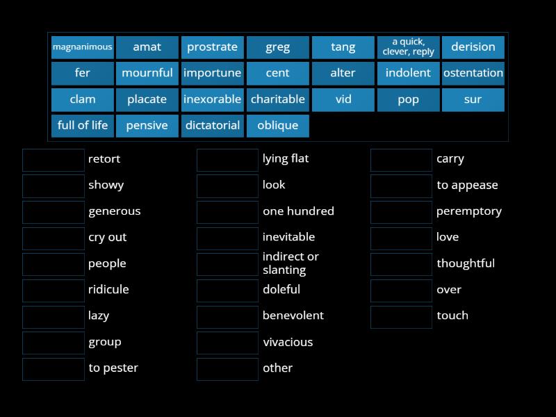Caesar's English II Lesson VIII - Match up