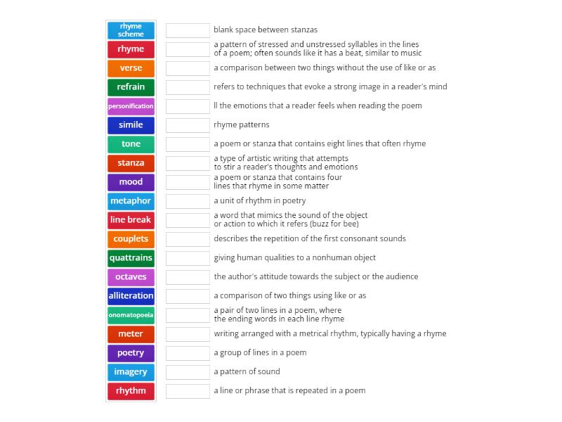 Elements of Poetry - Match up