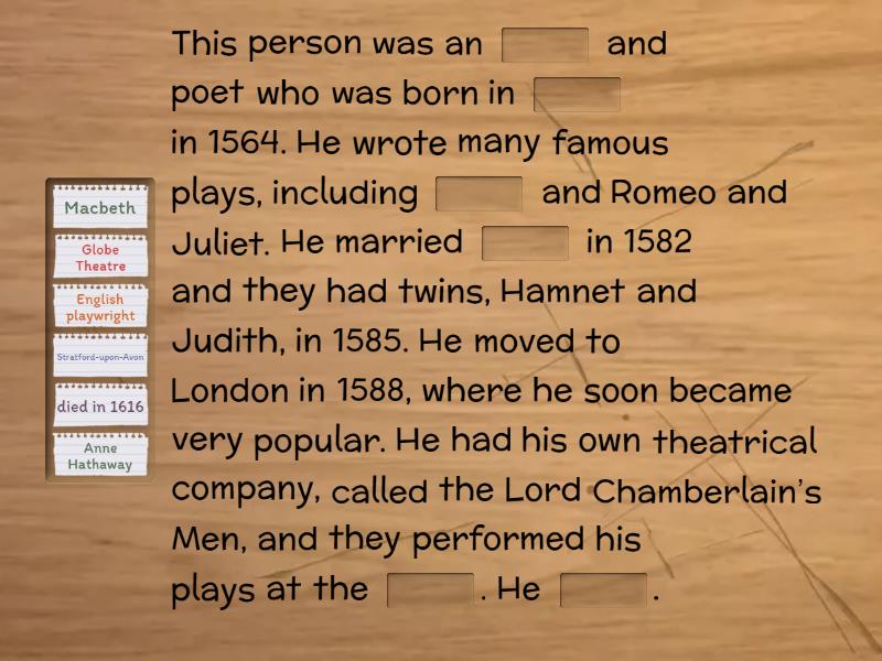 Guess the person . - Complete the sentence