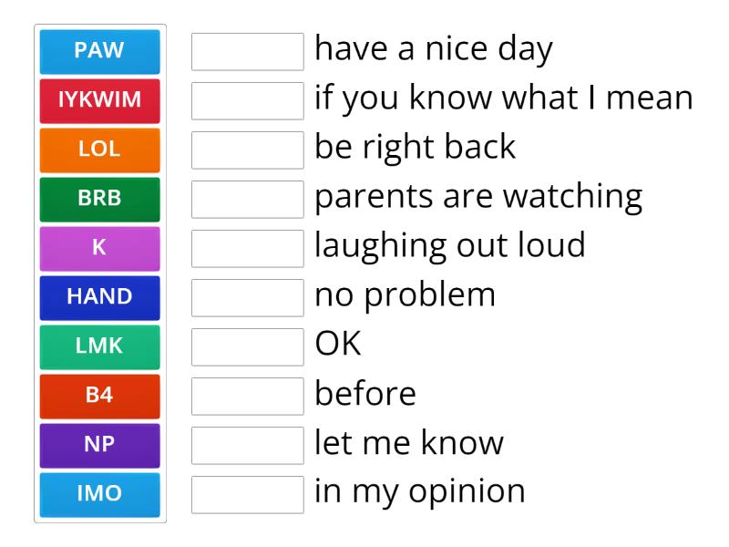 Abbreviations - Match up