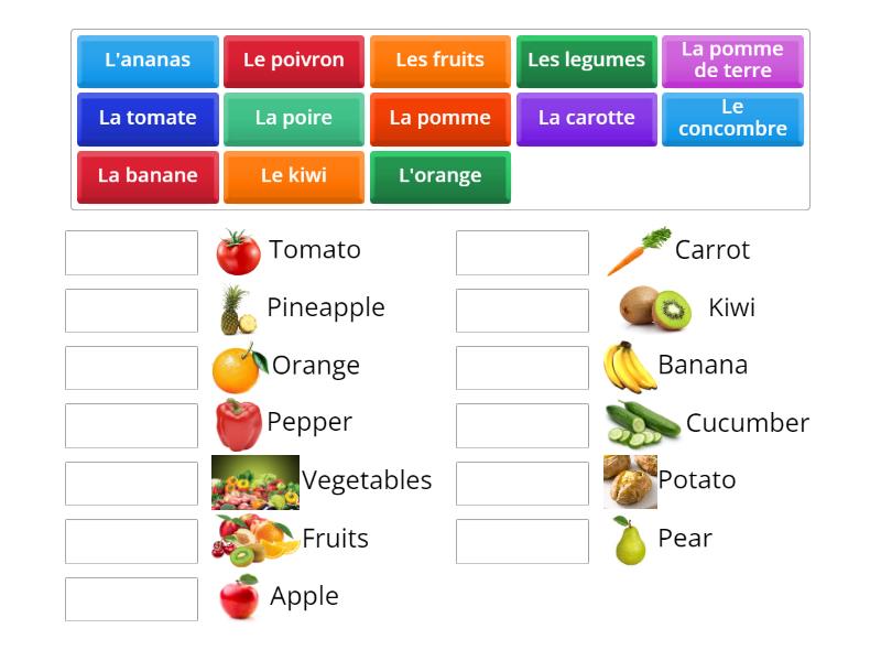 Les fruits et les légumes - Match up