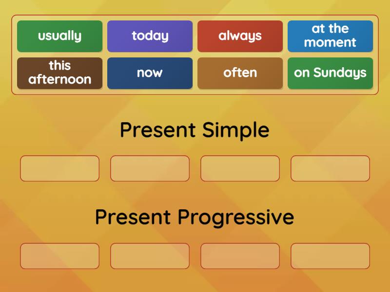 Present Simple | Present Progressive markers - Group sort