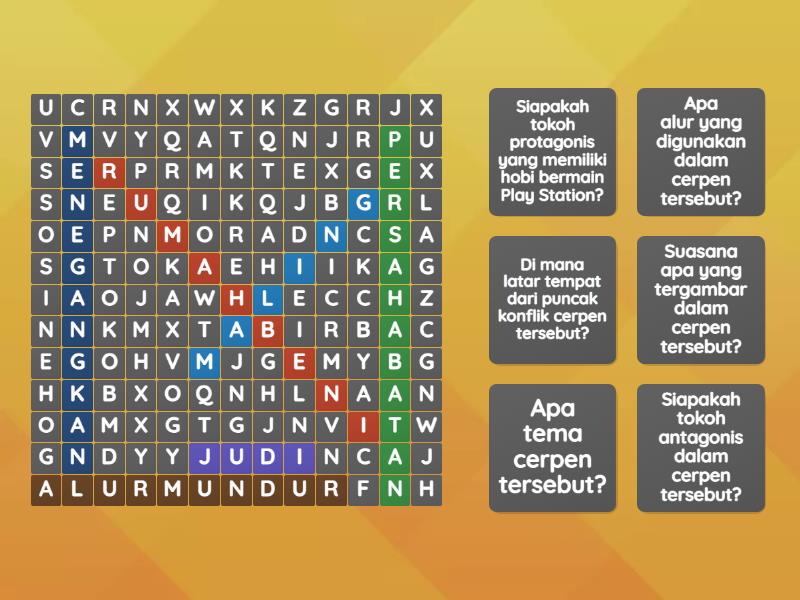 TEKA TEKI SILANG UNSUR INTRINSIK CERPEN - Wordsearch