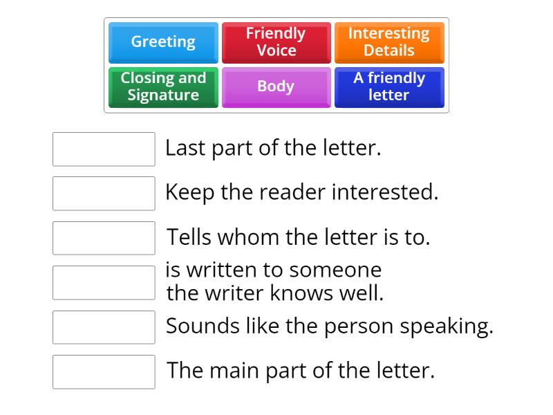 Friendly Letter Grade 4 - Match up