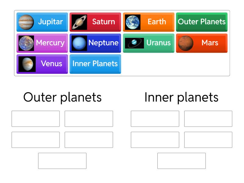 Inner planets and Outer planets - Ordenar por grupo