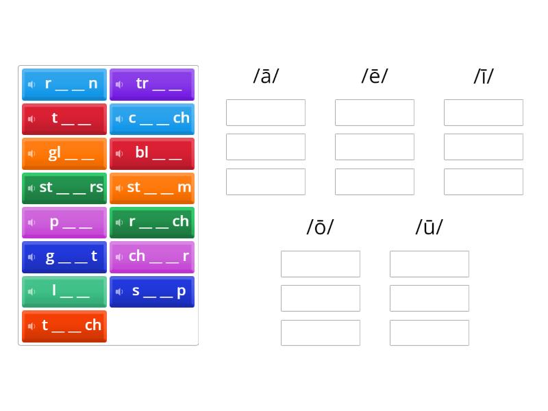 F.7 "When 2 Vowels Go Walking..." (1-syllable words) - Group sort