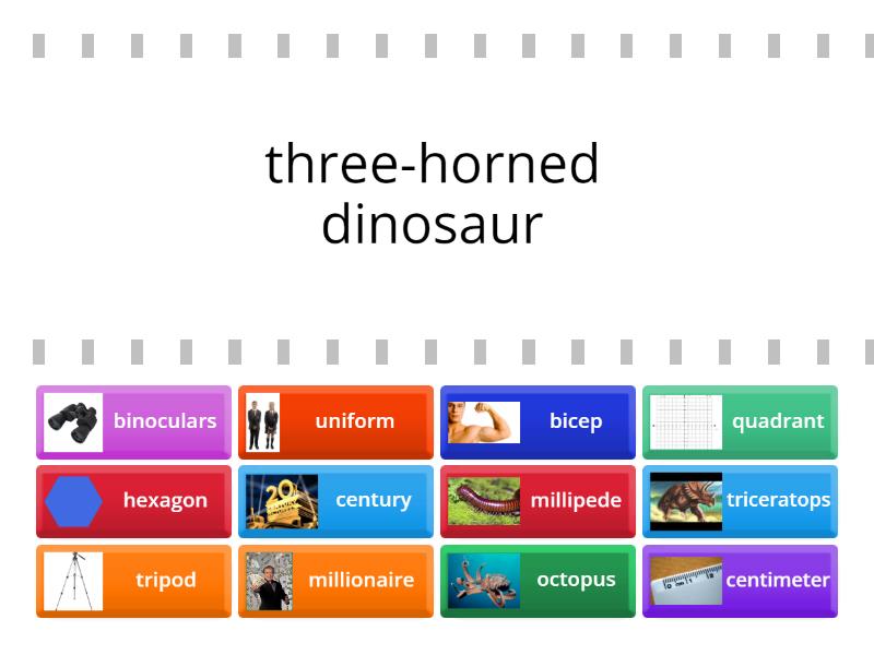 Number prefixes: uni, bi, tri, oct, hex, cent, mill - Find the match