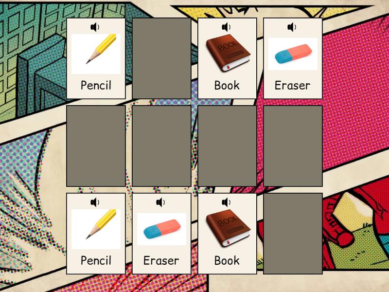 1st grade_School Supplies - Matching pairs