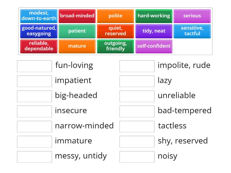 Gateway B2, Unit 4 Personality adjectives - Match up