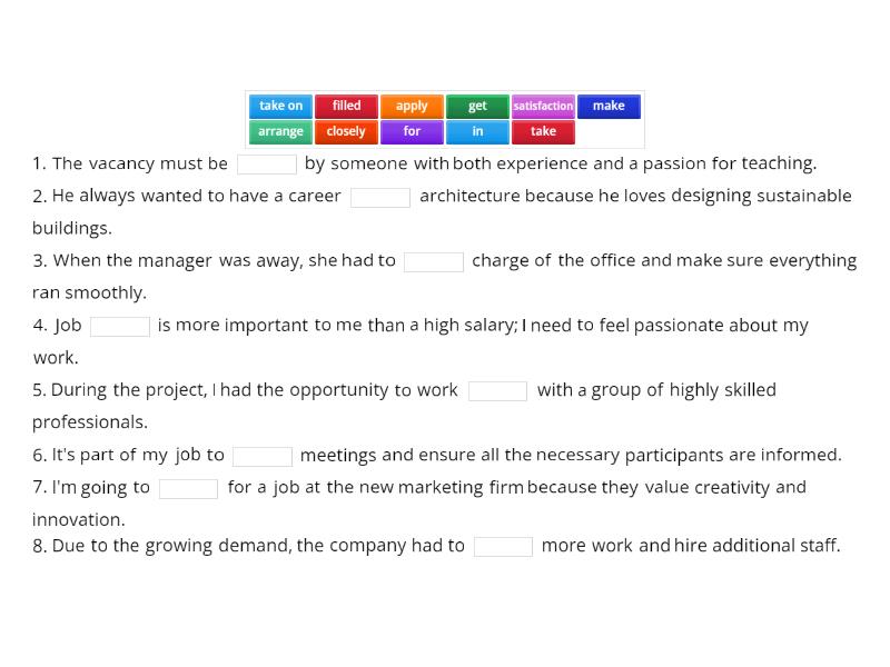 NMT work/job - Complete the sentence