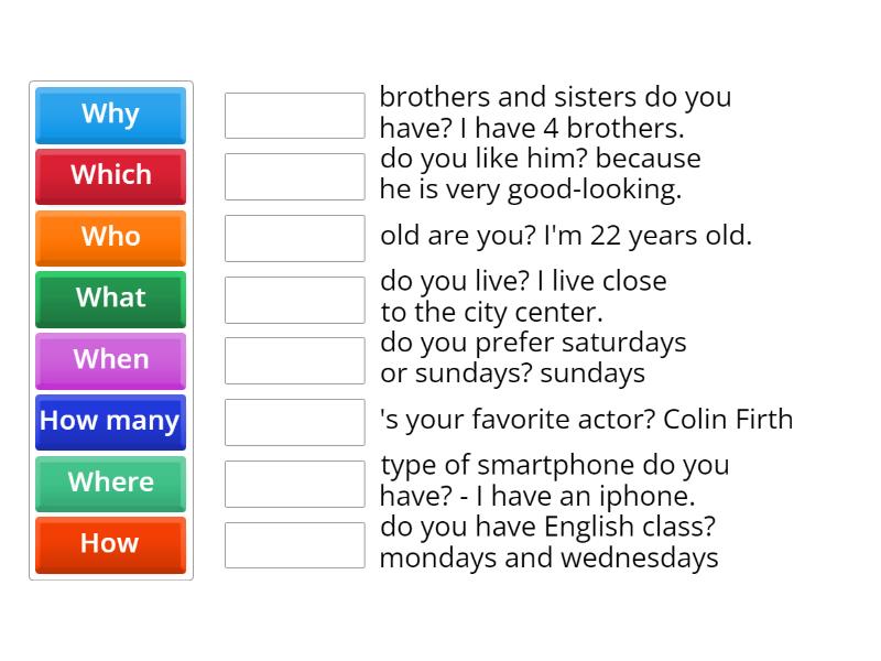 Wh Questions (A1.2) - Match up
