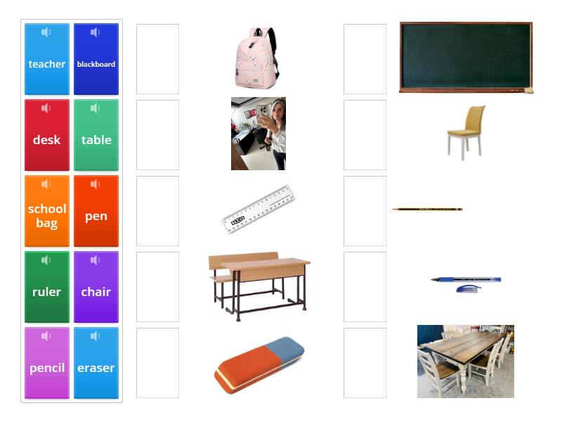 School objects -2 - Match up