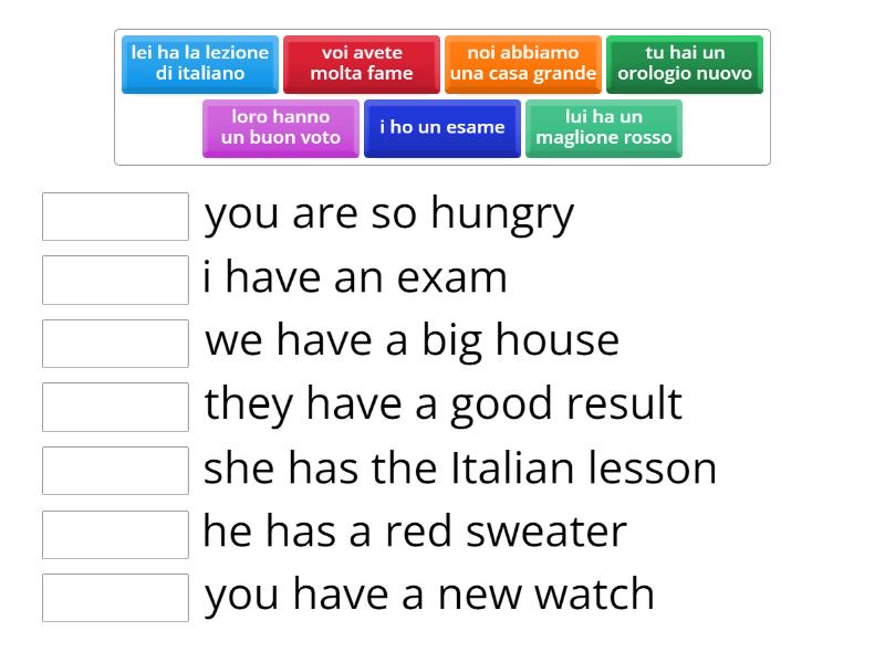 AVERE: TO HAVE - Match up