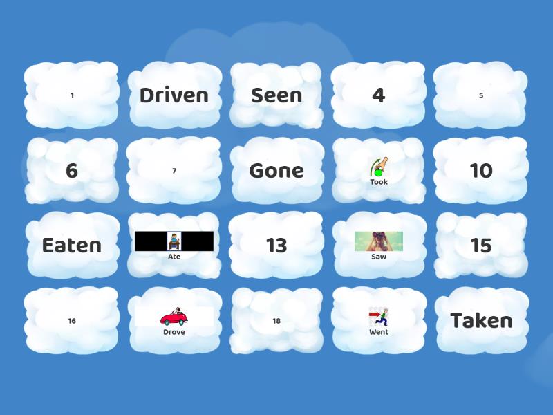 Irregular verbs memory game - Matching pairs