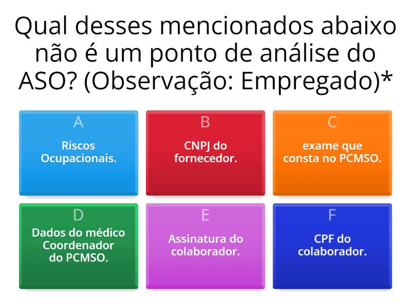 Atestado de Saúde Ocupacional - ASO - Questionário