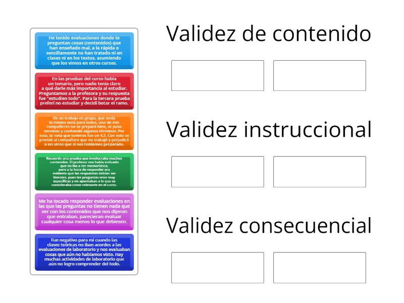 Actividad 1: tipos de validez - Ordenar por grupo