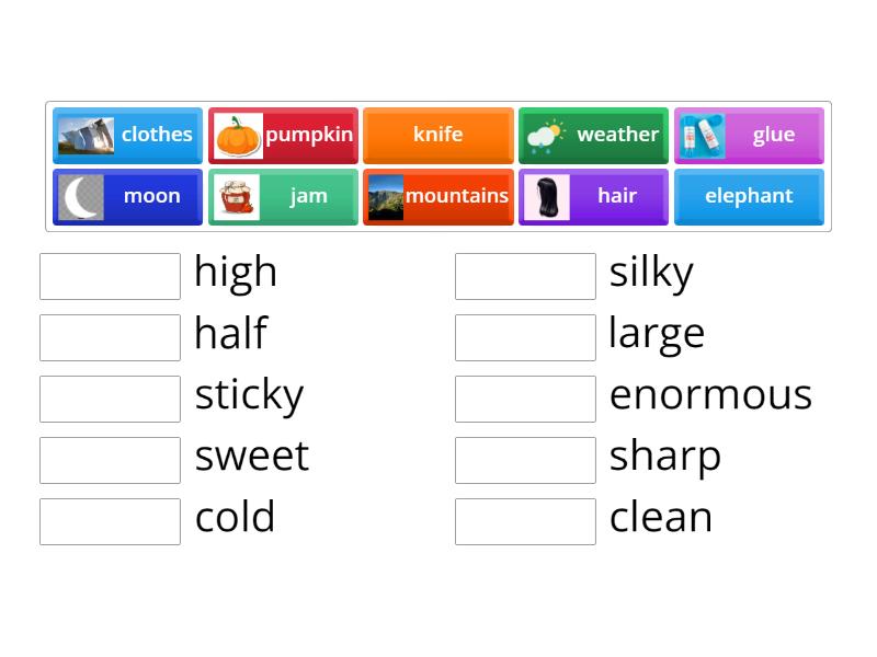 Match the describing word with a naming word - Associação