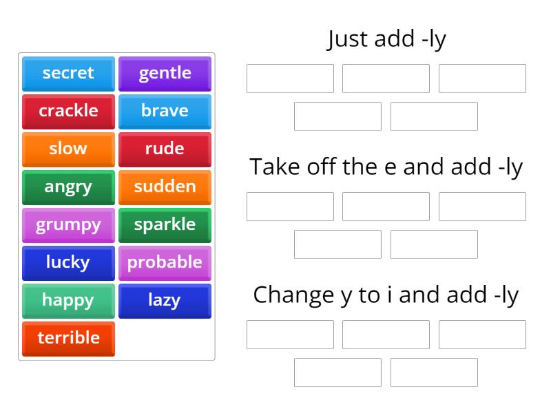Suffix -ly spelling rules - Group sort
