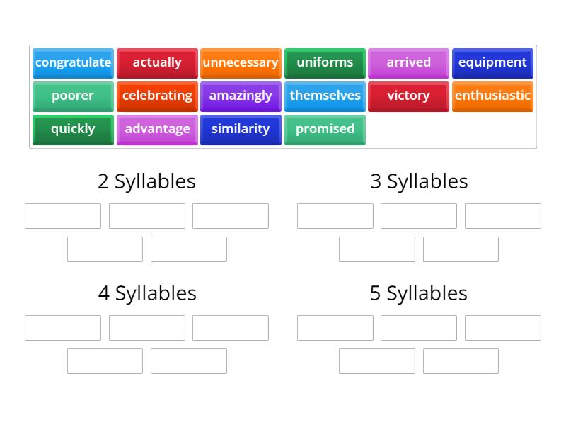 Syllable Sorting (A Secret Gift) - Group sort