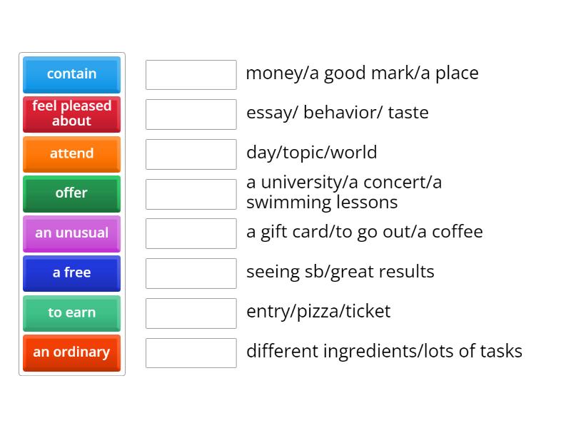 Sofia collocations match (from NMT past 2) - Match up