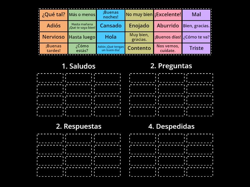 Saludos y despedidas - Group sort