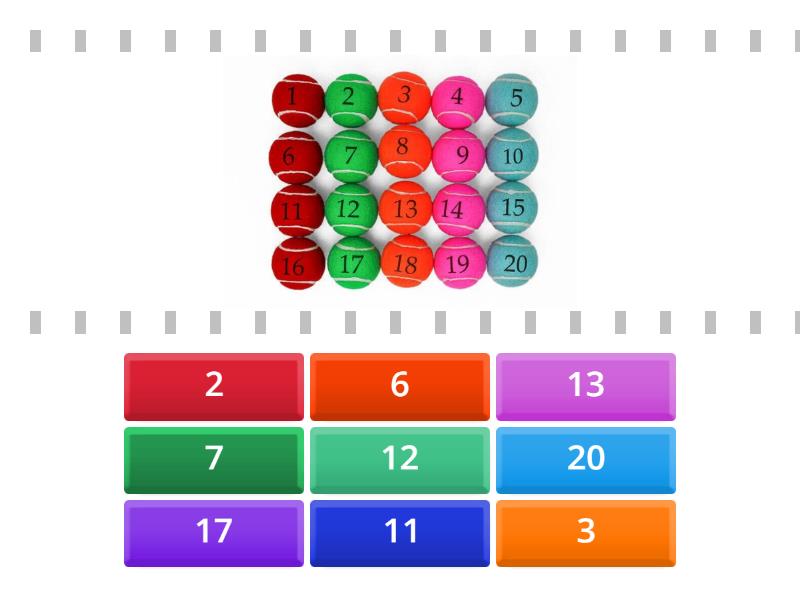 counting 1 through 20 - Find the match