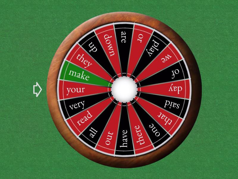 sight words kg2 - Spin the wheel