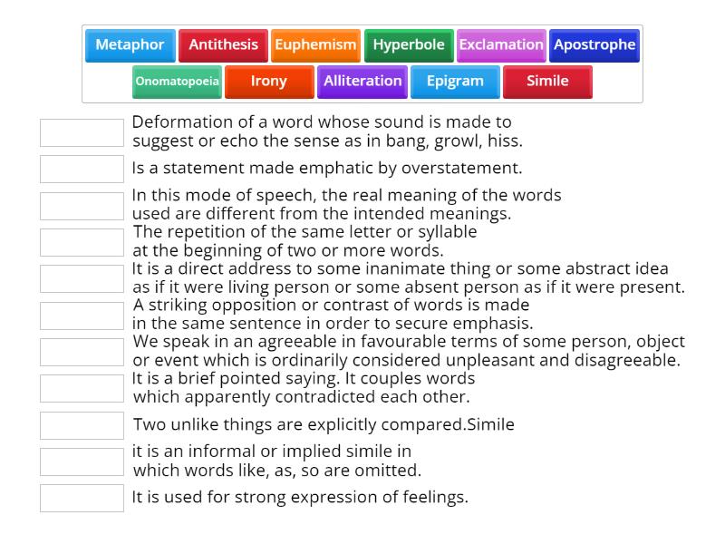 FIGURES OF SPEECH DEFINITIONS - Match up