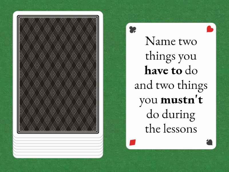 Modals of obligation and prohibition: Name three things - Rastgele kartlar