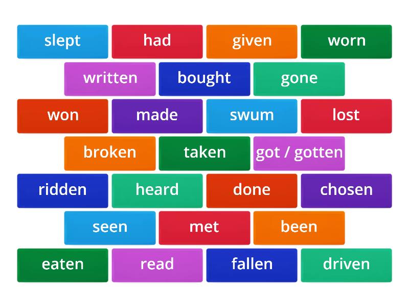 Verbs - Past Participle - Flip tiles