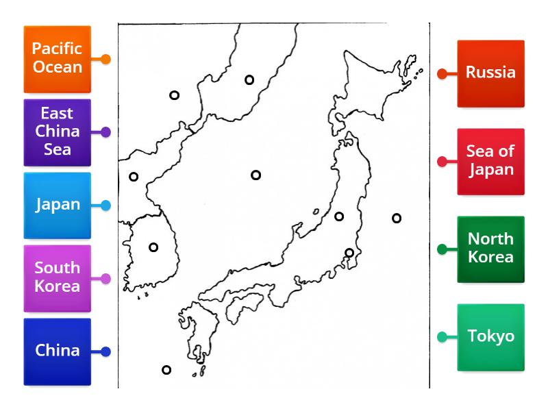 Japan Map Activity - Labelled diagram