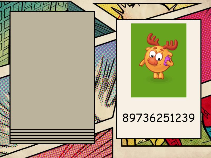 numbers 1-10 (cartoons telephone numbers) - Speaking cards