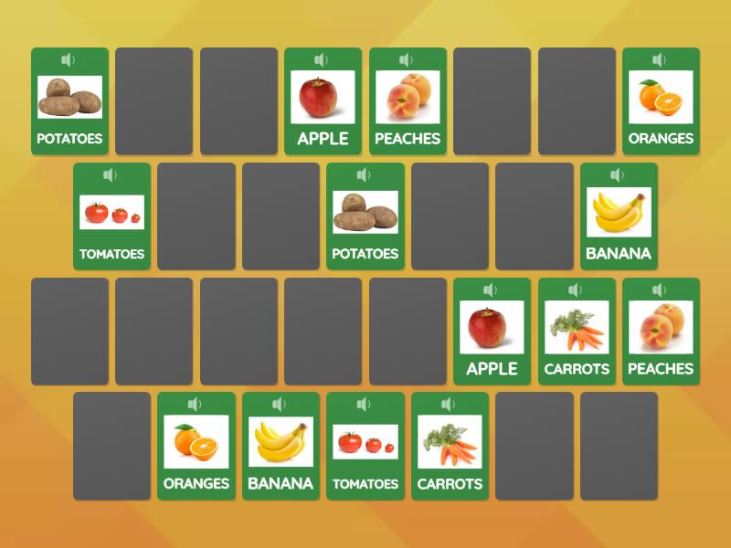 FOOD (FRUITS AND VEGETABLES) - Matching pairs