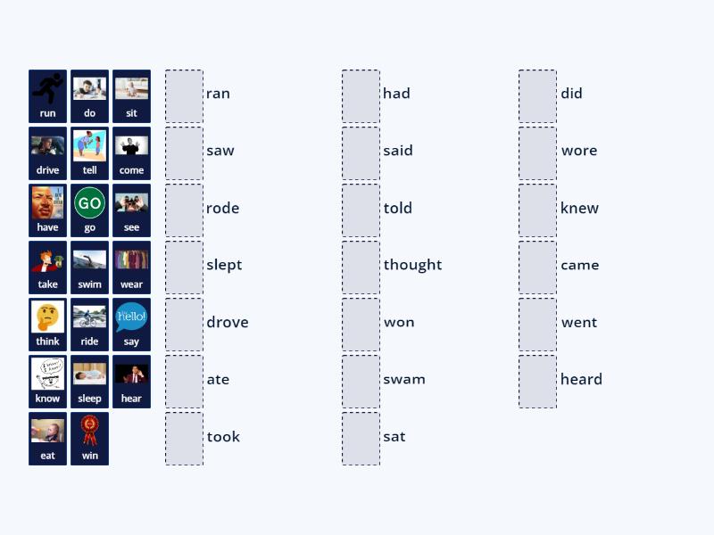 Past Simple Irregular Verbs List 1 - Match up