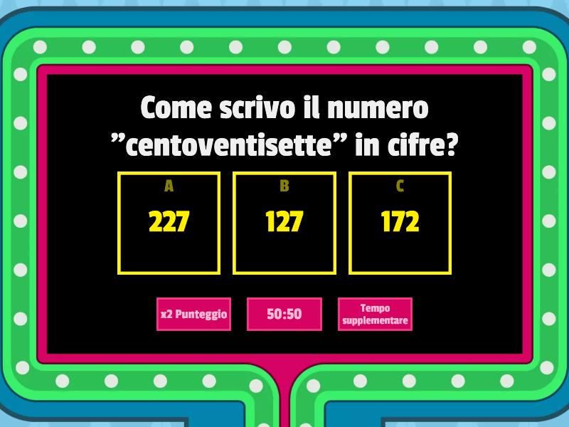 Posizione e valori dei numeri oltre il 100 - Gameshow quiz