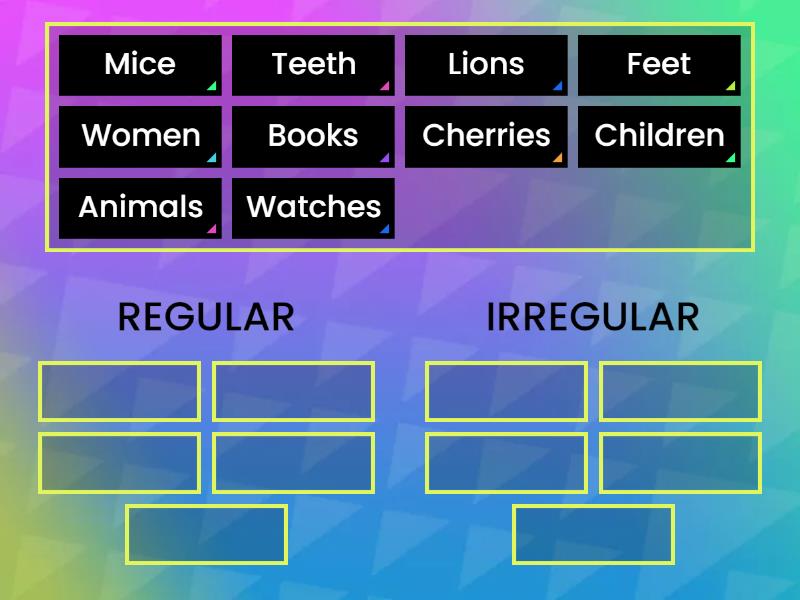 Regular and irregular plurals - Group sort