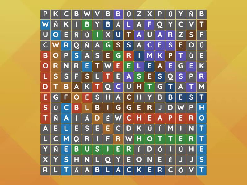 COMPARATIVE AND SUPERLATIVE ADJECTIVES - Wordsearch