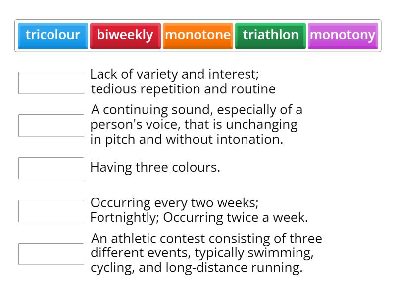 Number prefixes (-bi, -tri, -mono) - Match up